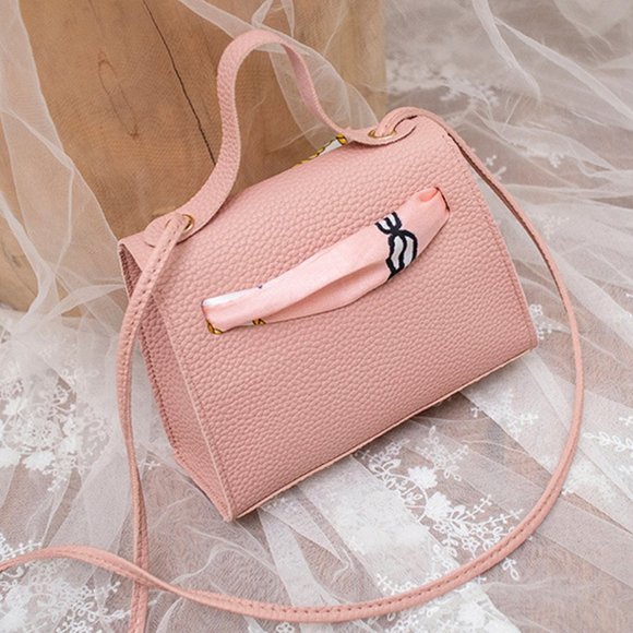 Star Posh | Bags | Satin Bow Pink Vegan Leather Mini Satchel Handbag ...